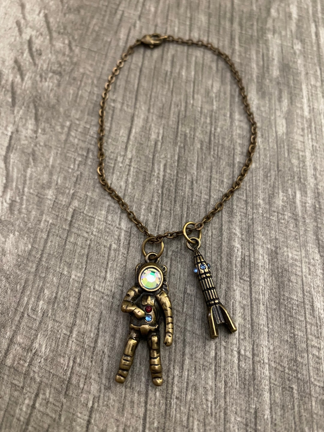 Astronaut With Rocket Charm Bracelet - Etsy