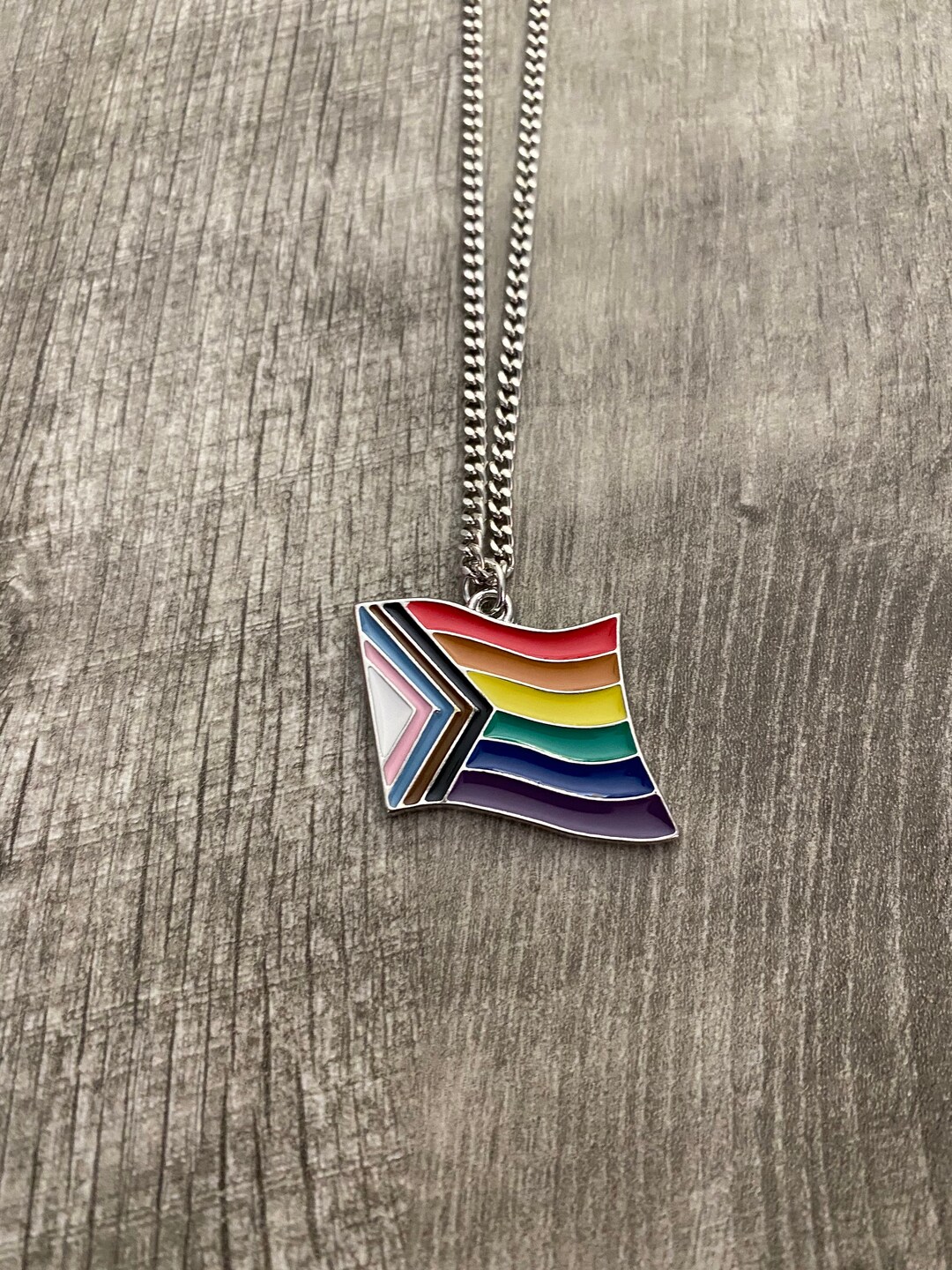 LGBTQ Progressive Pride Flag Pendant Necklace Pride Month Jewelry - Etsy