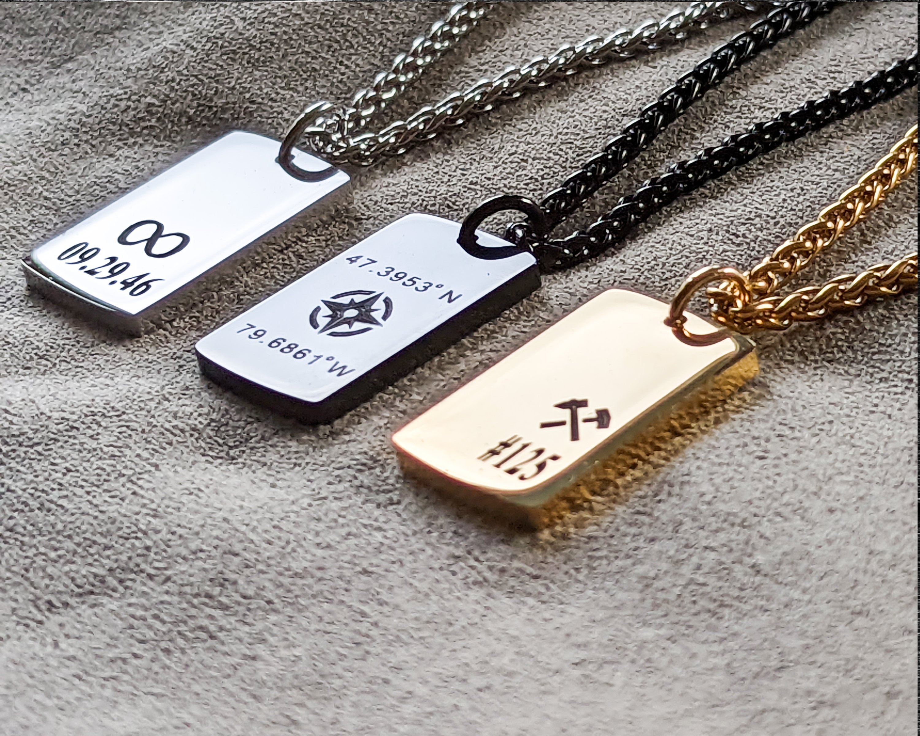 Mens Custom Pendant Necklace, Personalized Engraved Pendant 19mm X 30mm ...