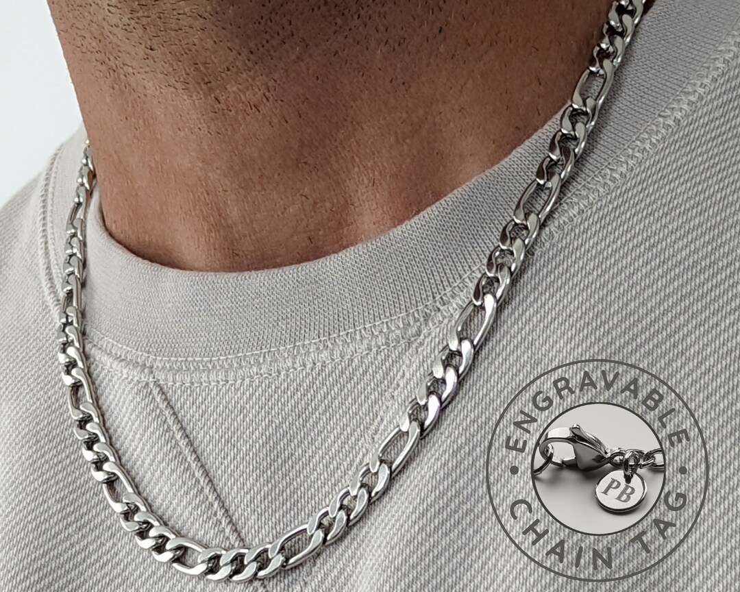 Chain Necklace for Men, 7mm Figaro Chain, Mens Silver Chain, Fathers ...