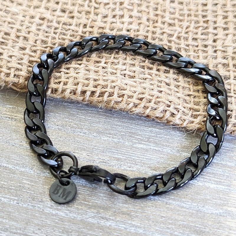 Mens Steel Black Bracelet - Etsy