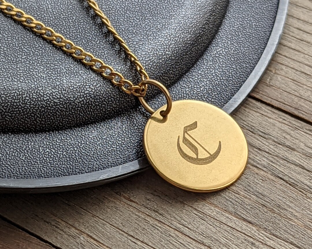 Letter Necklace, 20mm Gold Custom Necklace, Custom Pendant, Circle ...