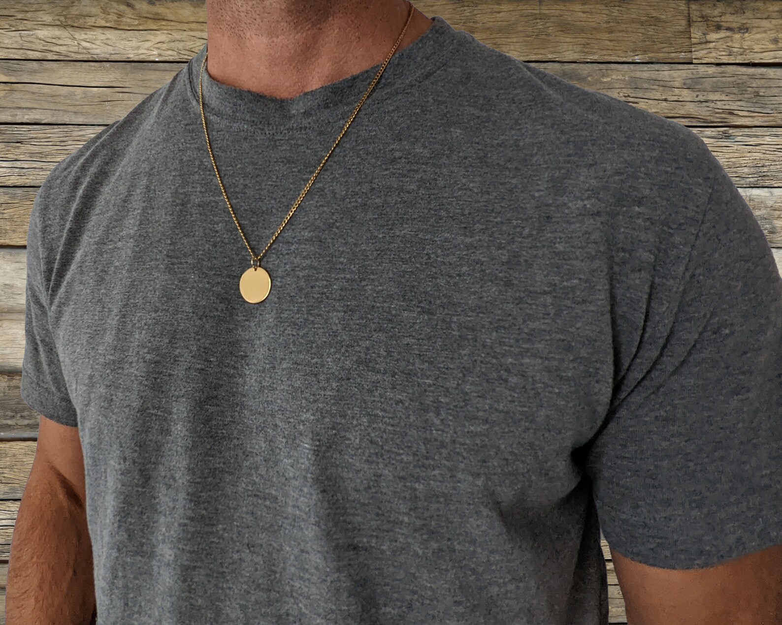 Custom Medallion Necklace, Personalized 20mm Gold Pendant Necklace ...