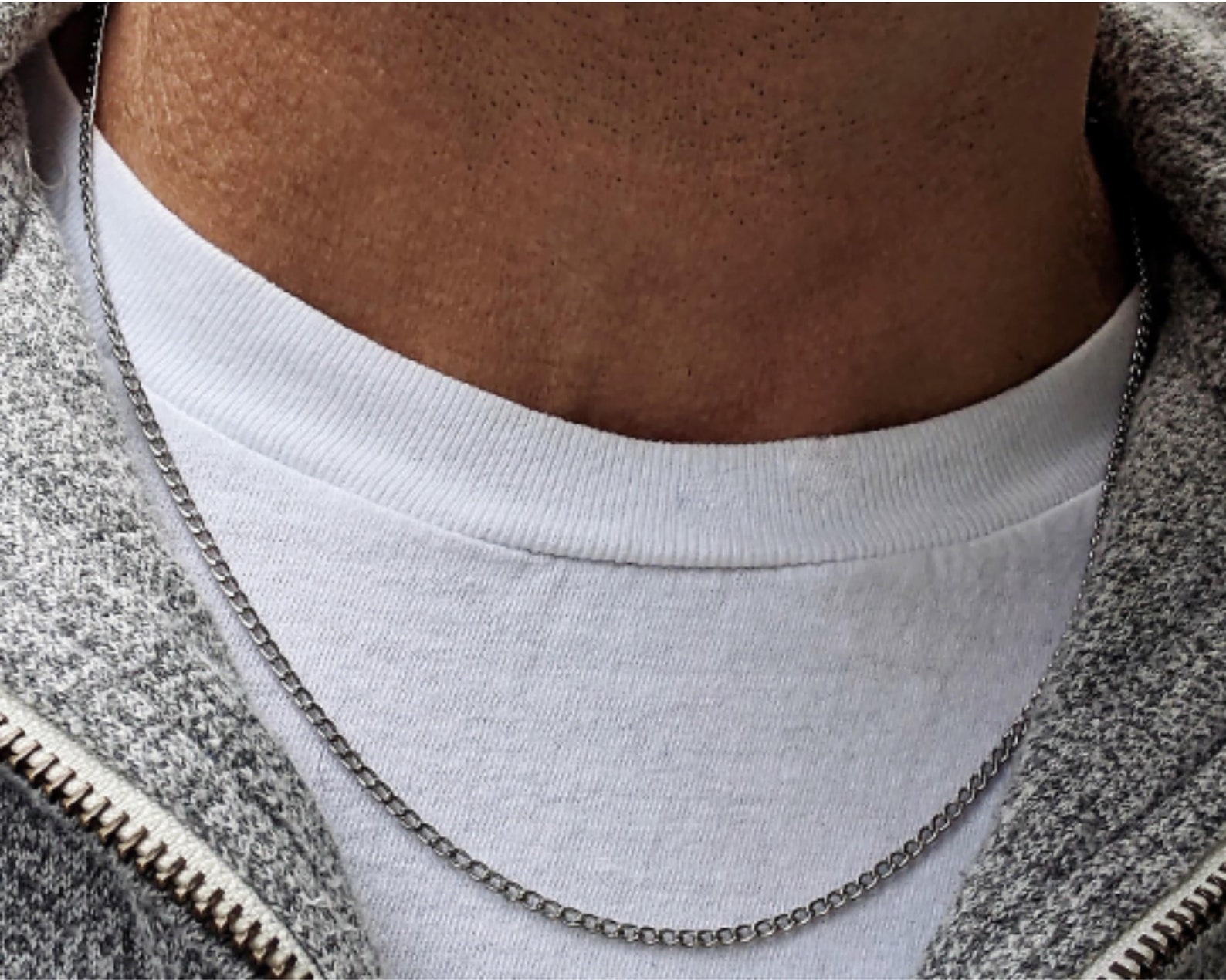 Mens Chain, 2.5mm Silver Polished Curb Chain, Personalized Chain ...