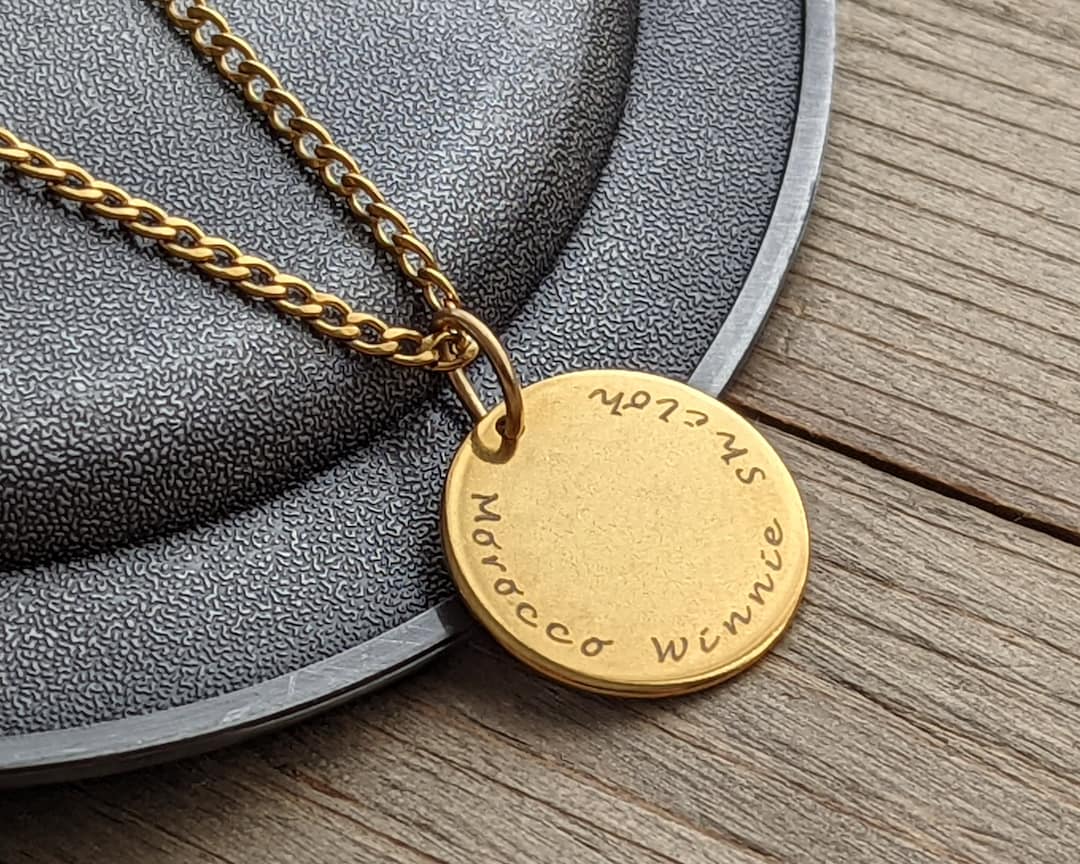 Personalized Necklace, 20mm Gold Custom Necklace, Custom Pendant ...