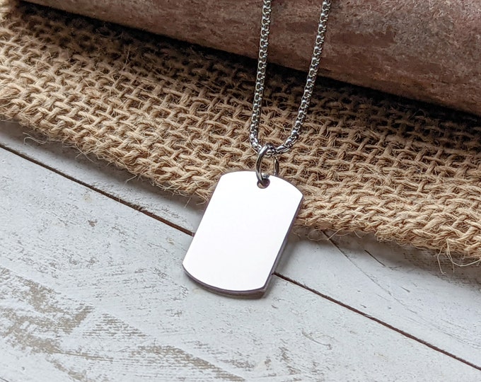 Mens Custom Pendant Necklace, Personalized Engraved Pendant 19mm X 30mm ...