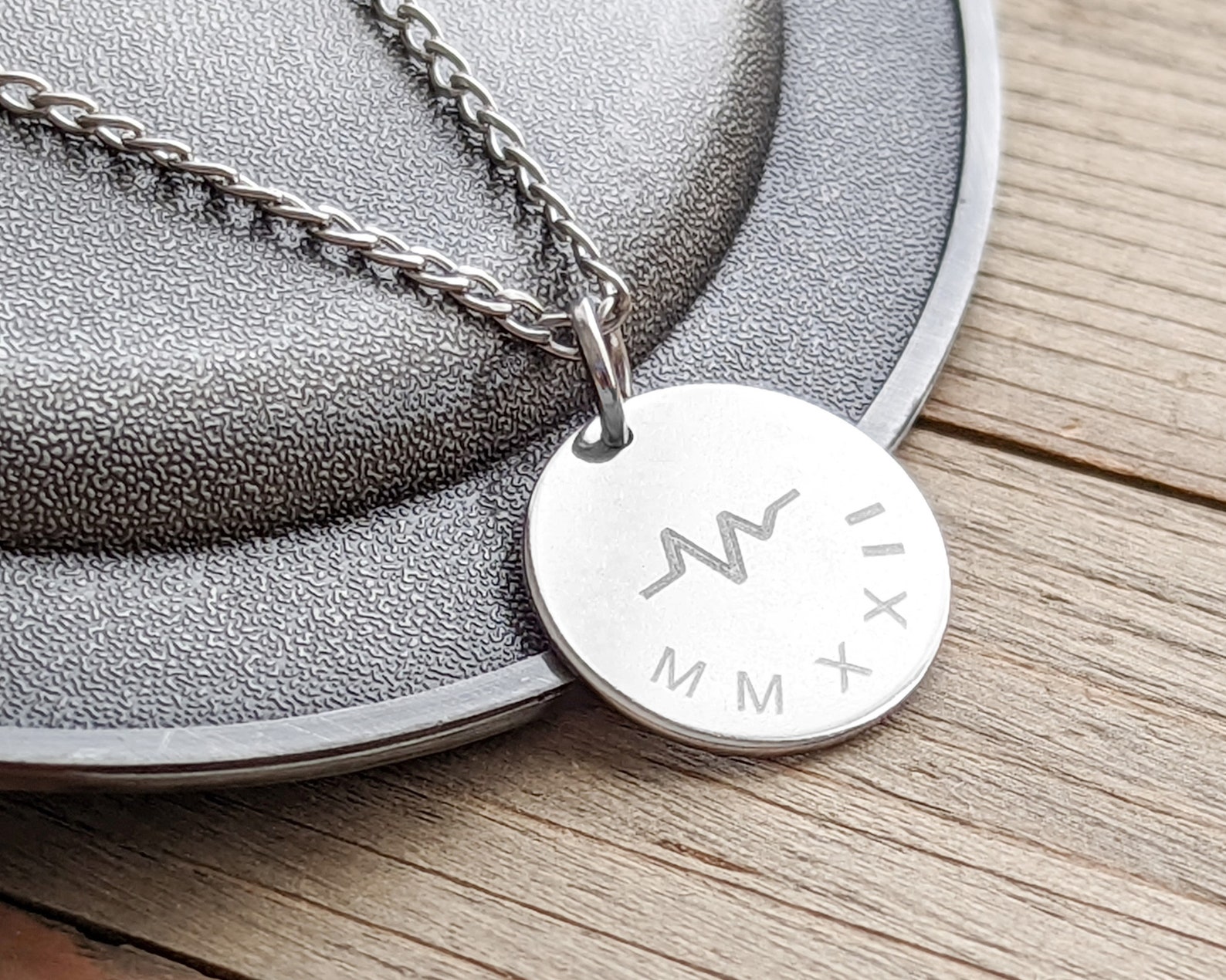 Custom Medallion Necklace Personalized 20mm Silver Pendant - Etsy