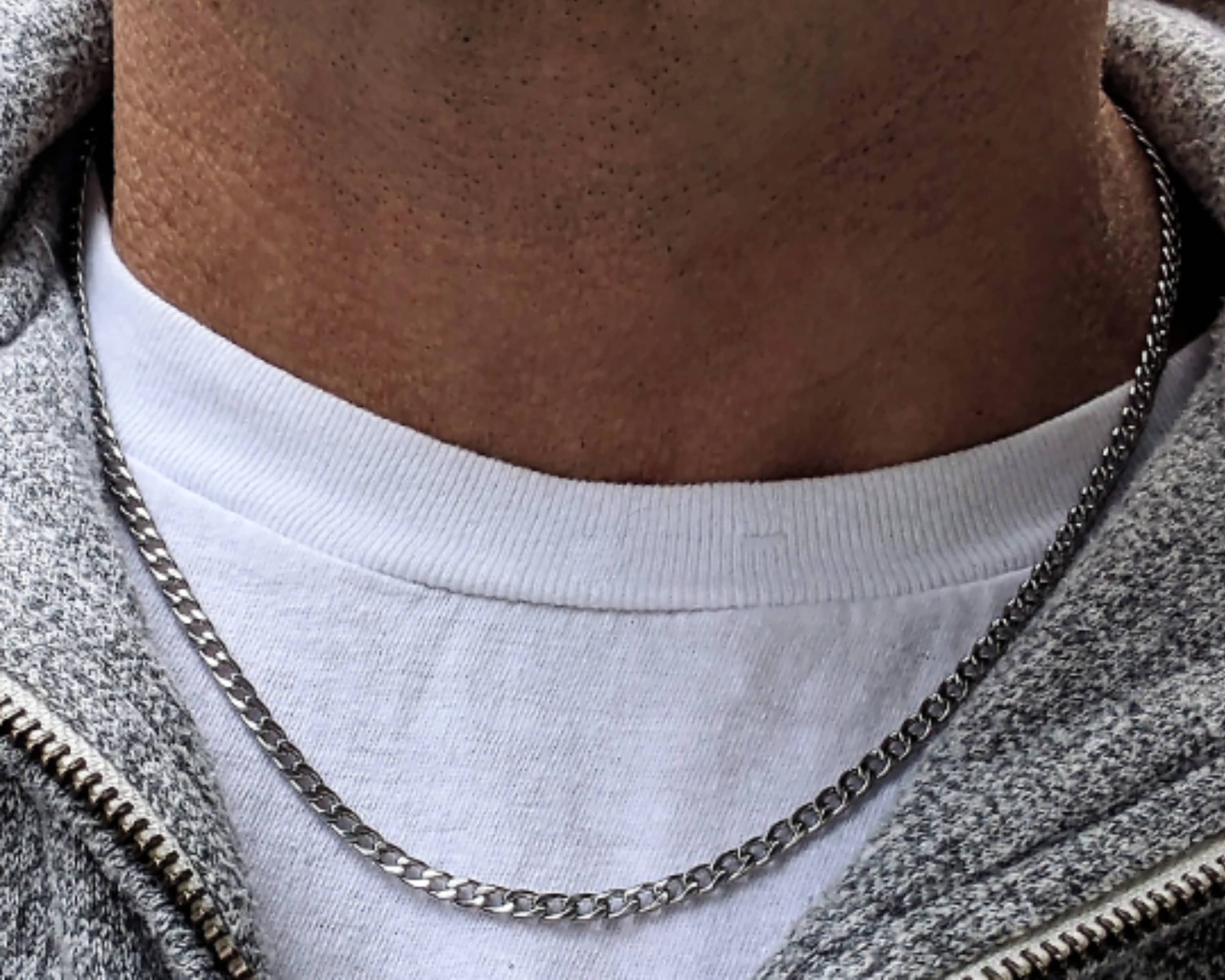 Mens Chain 4mm Silver Curb Mens Chain Personalized Mens - Etsy