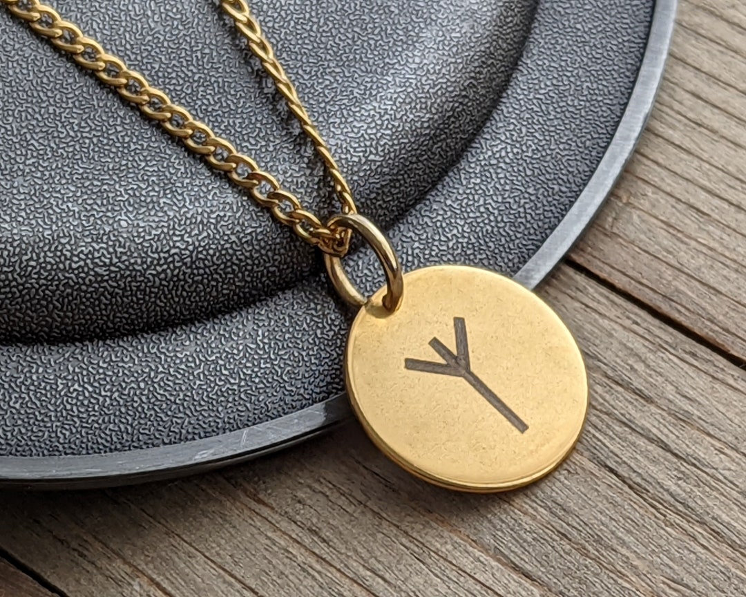 Viking Runes 20mm Customized Coin Medallion Necklace, Gold Circle ...