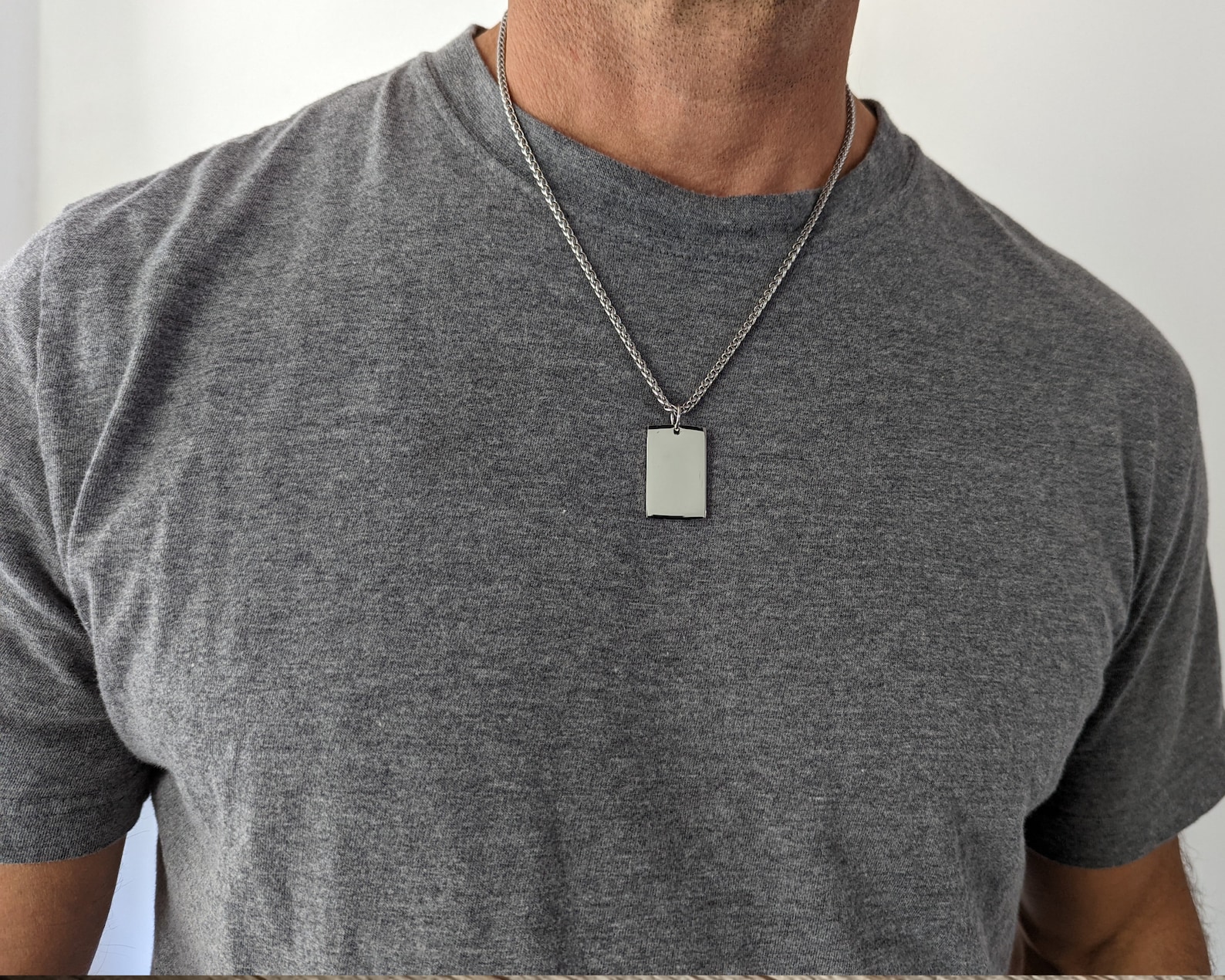 Mens Custom Pendant Necklace, Personalized Engraved Pendant 19mm X 30mm ...