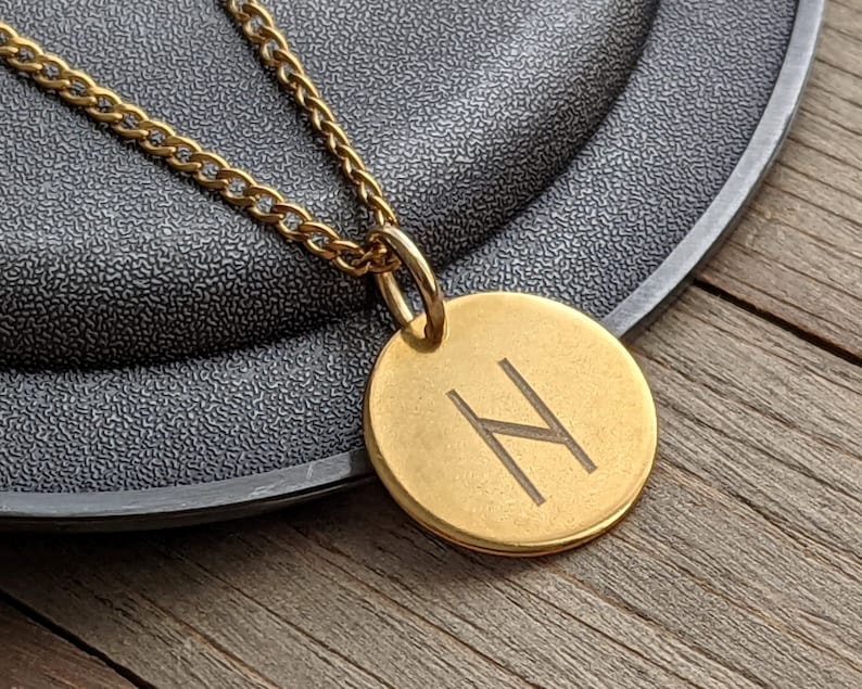 Viking Runes 20mm Customized Coin Medallion Necklace Gold - Etsy