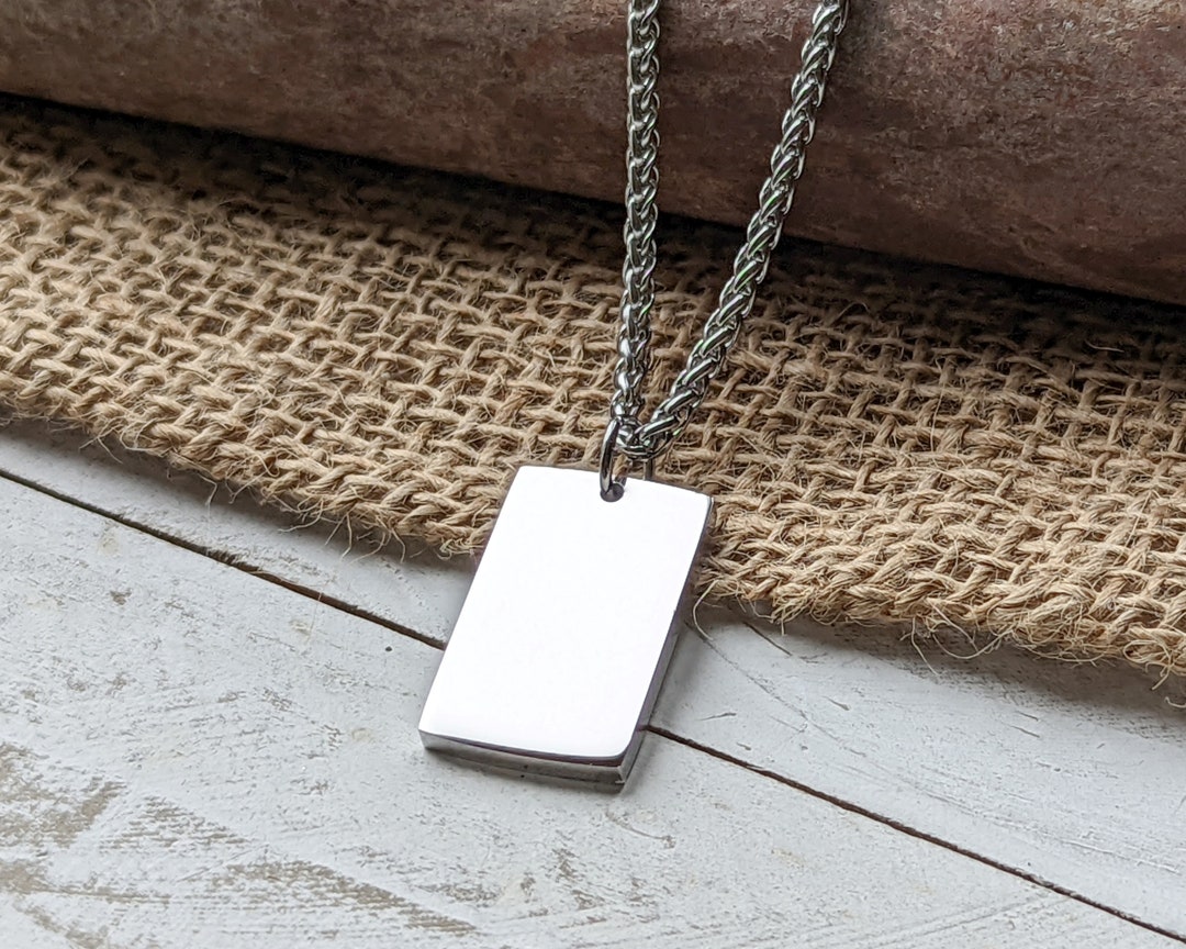Mens Custom Pendant Necklace, Personalized Engraved Pendant 19mm X 30mm ...
