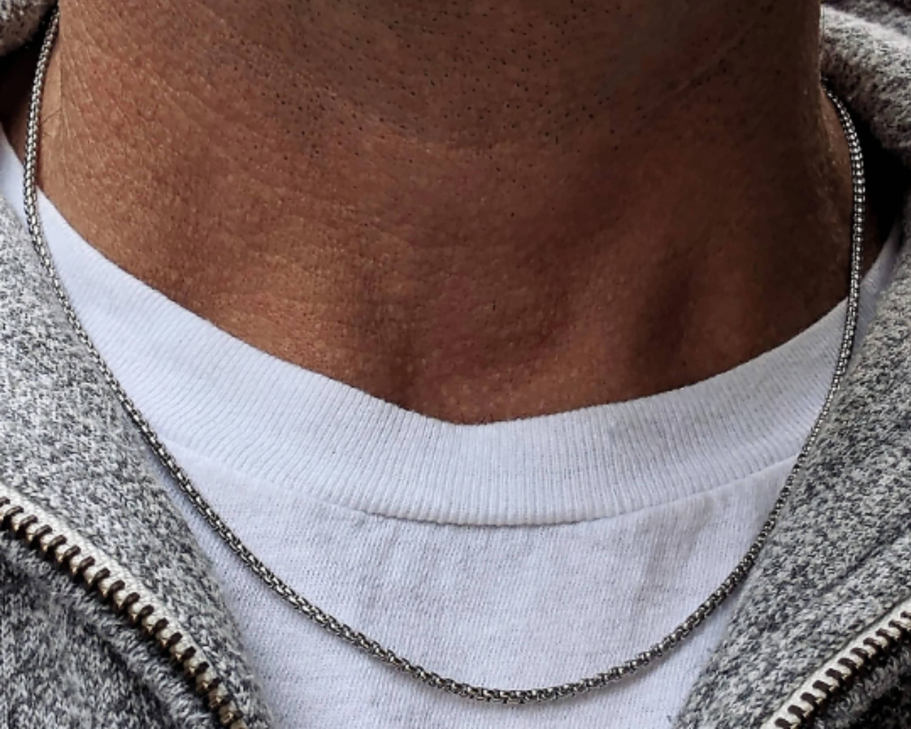 Mens Chain, 2mm Silver Mens Box Chain, Personalized Chain, Custom Mens ...