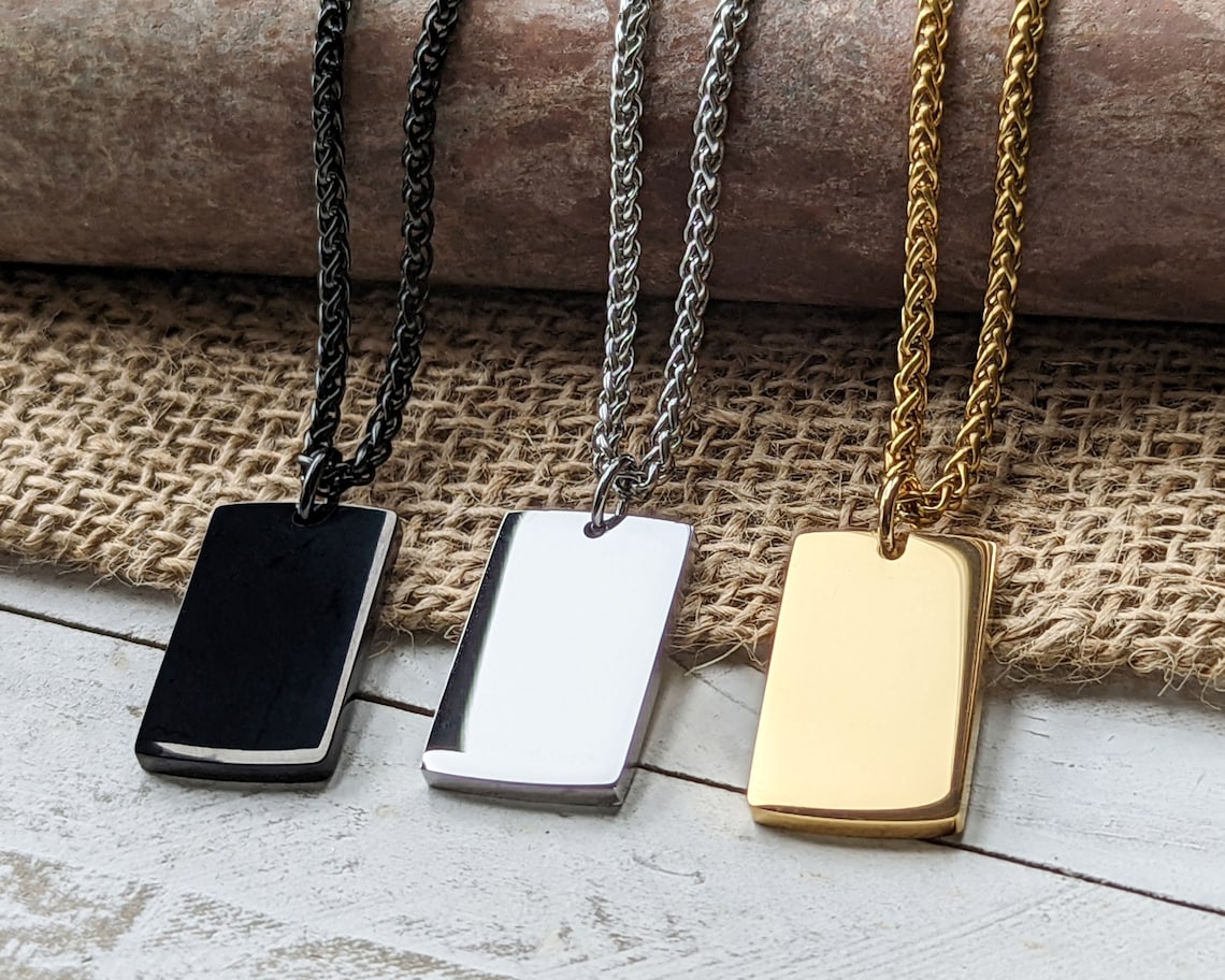 Mens Custom Pendant Necklace, Personalized Engraved Pendant 19mm X 30mm ...