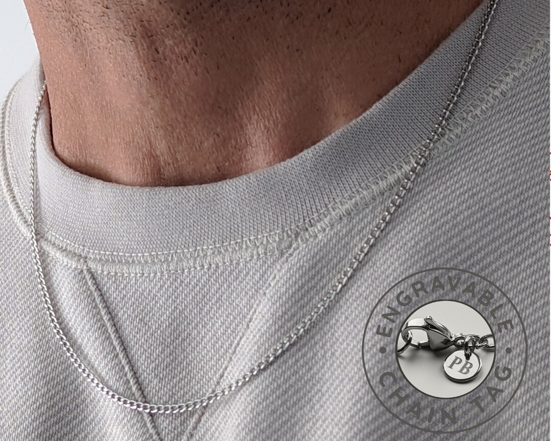 Mens Chain, 2.5mm Silver Polished Curb Chain, Personalized Chain ...