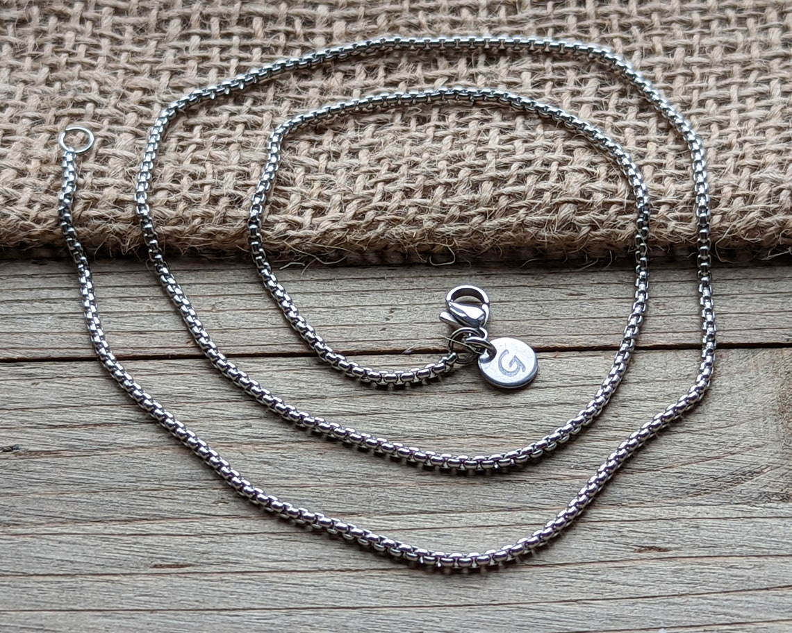 Mens Chain, 2mm Silver Mens Box Chain, Personalized Chain, Custom Mens ...