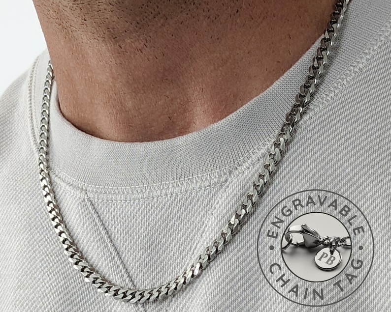 Custom Mens Chain Personalized Necklace Custom Engraved - Etsy