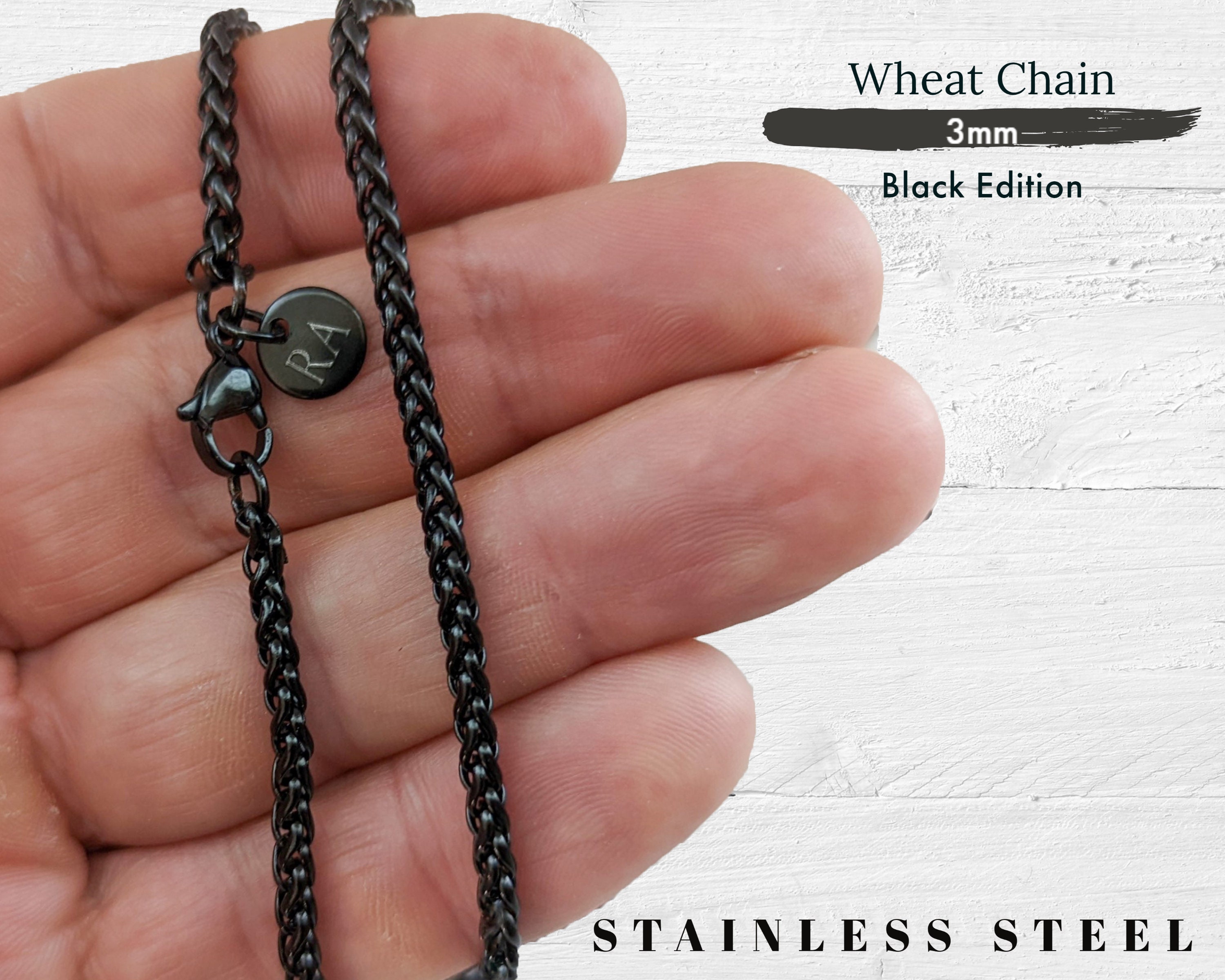 3mm Chain Necklace for Men Wheat Chain Mens Black Chain - Etsy Canada