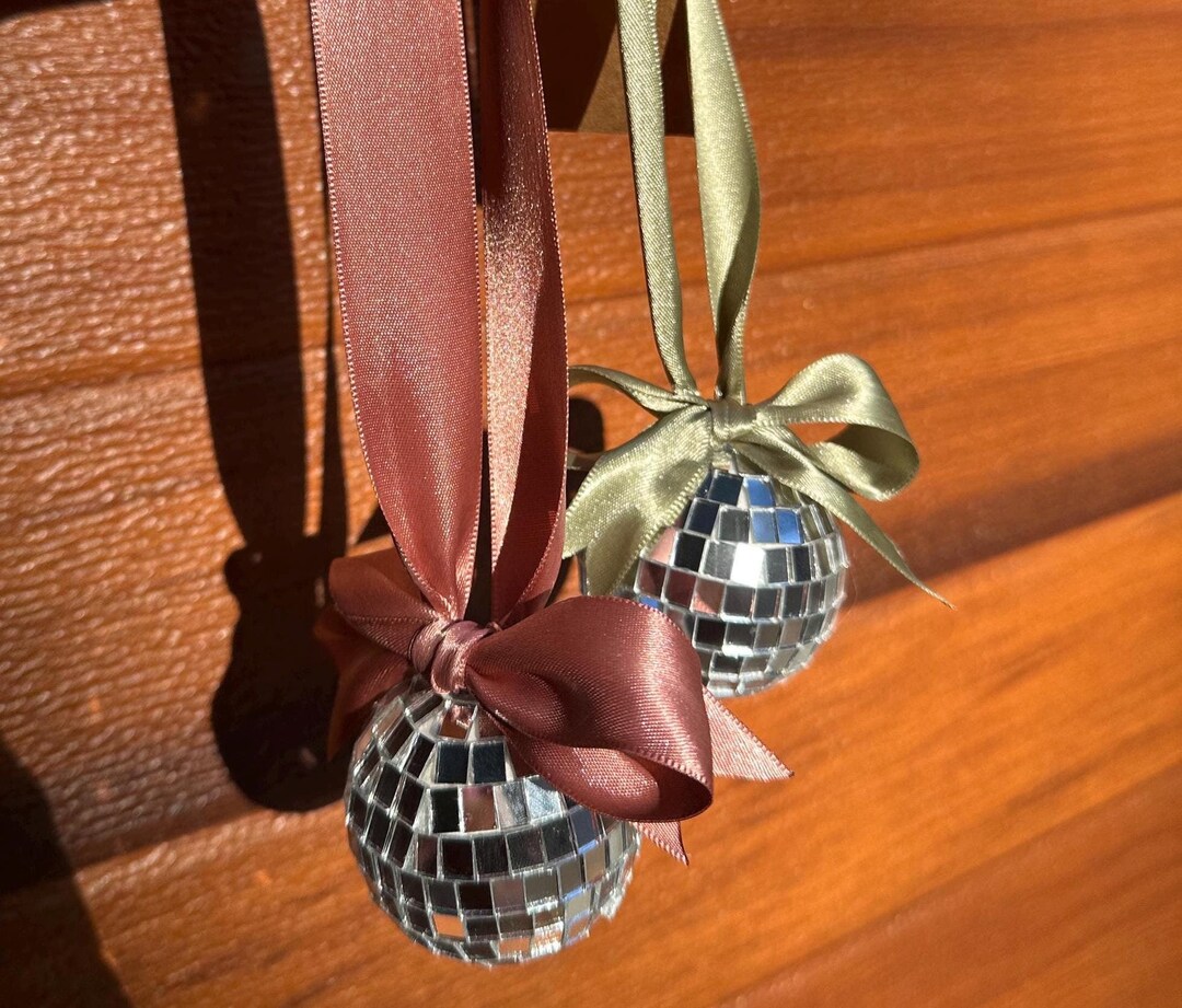 Disco Ball Satin Lover/debut Ribbon Car Pendant, Mirrorball Bow Ribbon ...