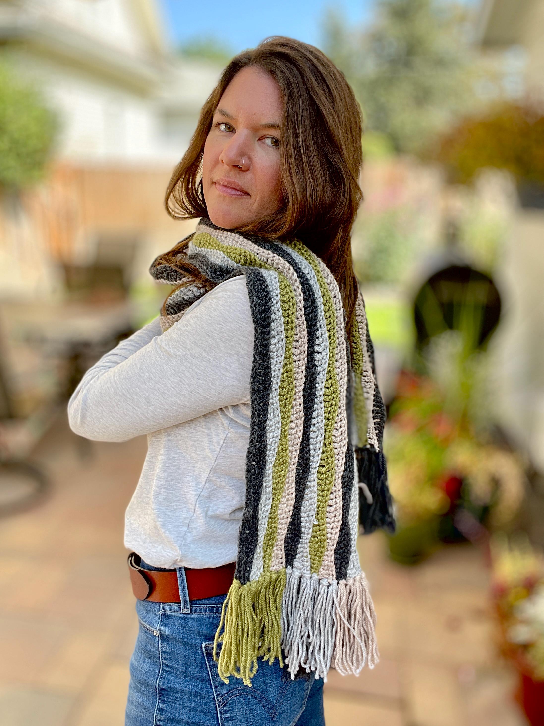 CROCHET PATTERN Wavy Scarf | + Video Tutorial | Beehive Long Scarf With ...