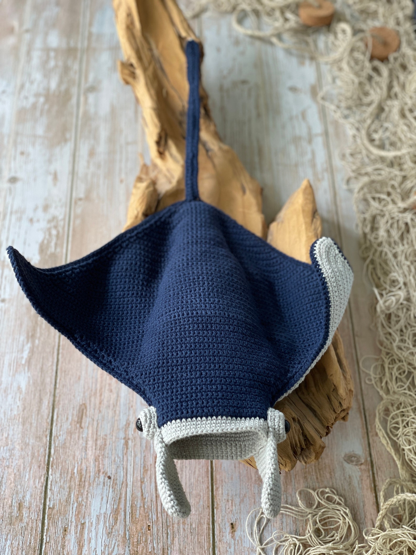 CROCHET PATTERN Manta Ray Jacque the Manta Ray With Handkerchief Eco ...