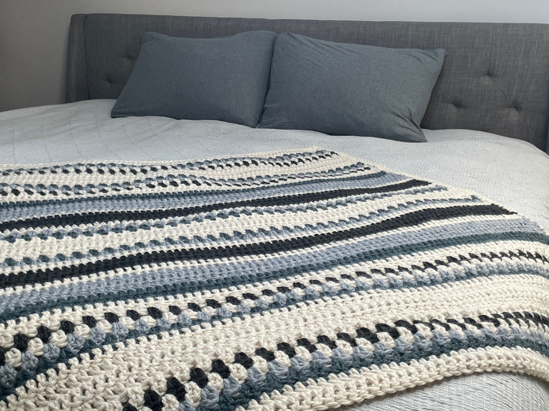 CROCHET PATTERN Throw Blanket | Easy Chunky Cozy Afghan Misty Peaks ...