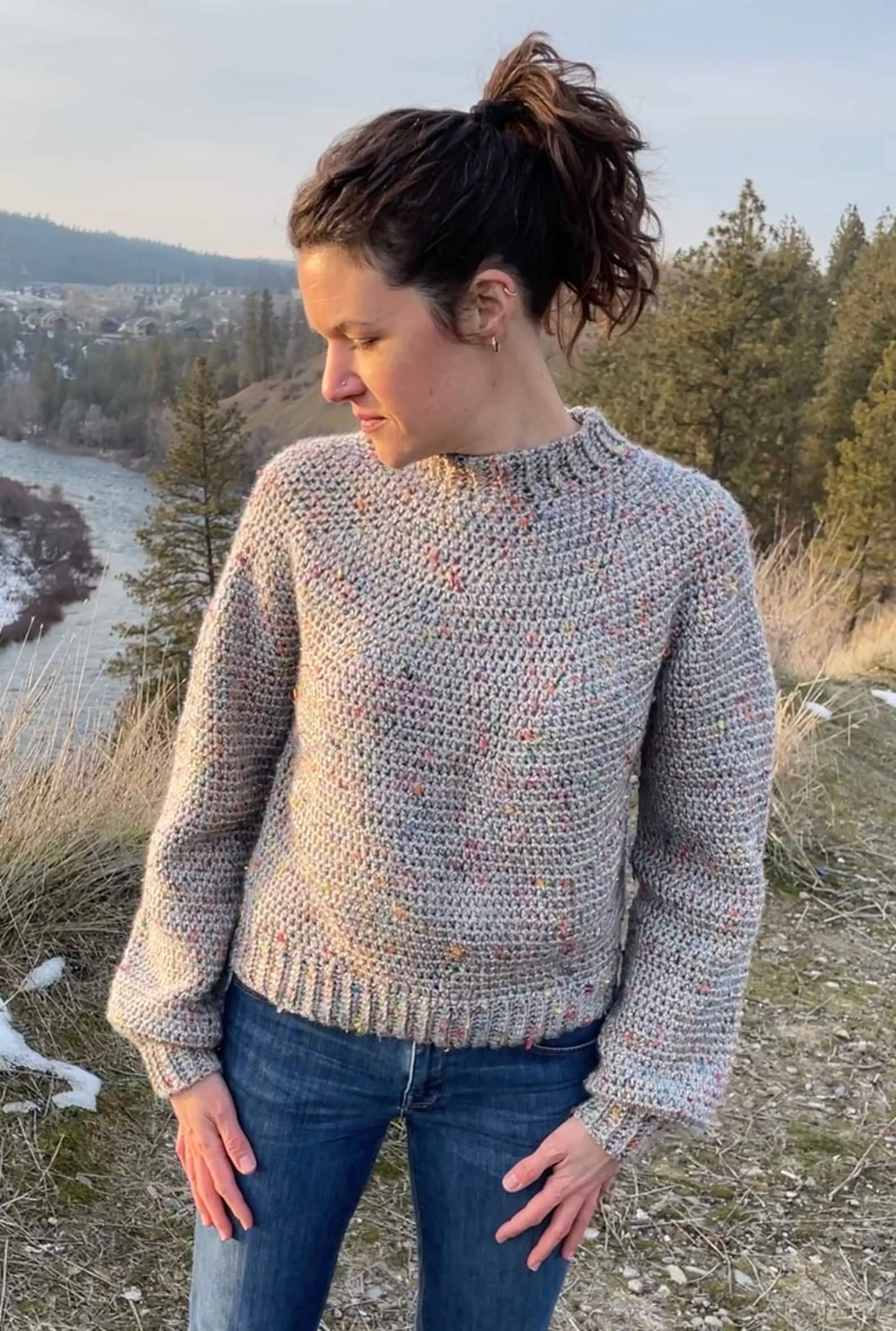 CROCHET PATTERN Pullover Sweater Mt Rainier Tweed Sweater Top Down Easy ...