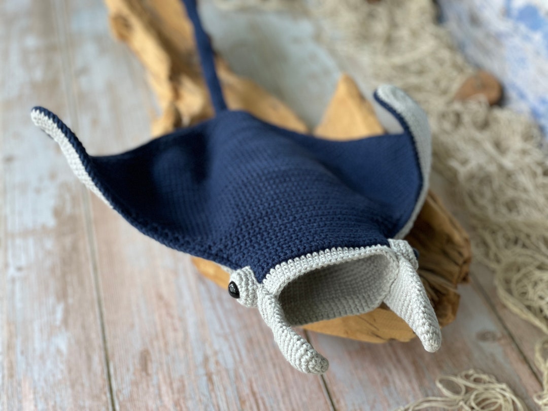CROCHET PATTERN Manta Ray Jacque the Manta Ray With Handkerchief Eco ...