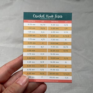 Crochet Hook Sizes Conversion Chart | Printable PDF in 5 Sizes | Full ...