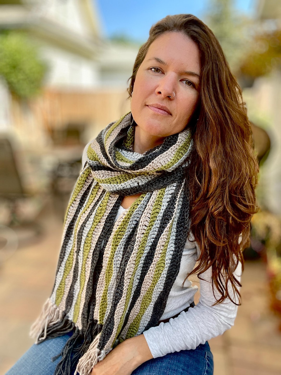 CROCHET PATTERN Wavy Scarf | + Video Tutorial | Beehive Long Scarf With ...
