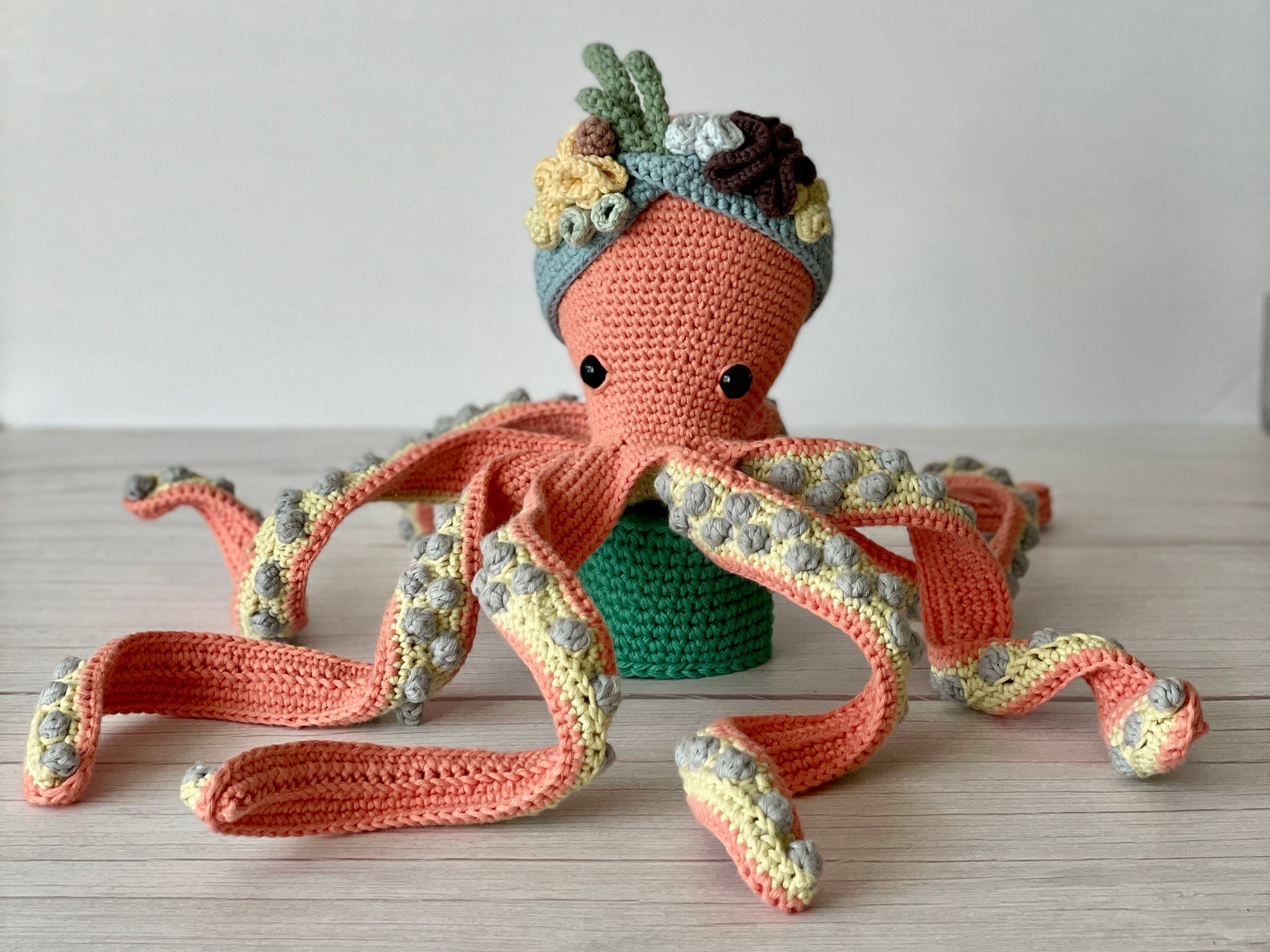 CROCHET PATTERN Octopus Ingrid the Octopus With Coral Reef Headband Eco ...