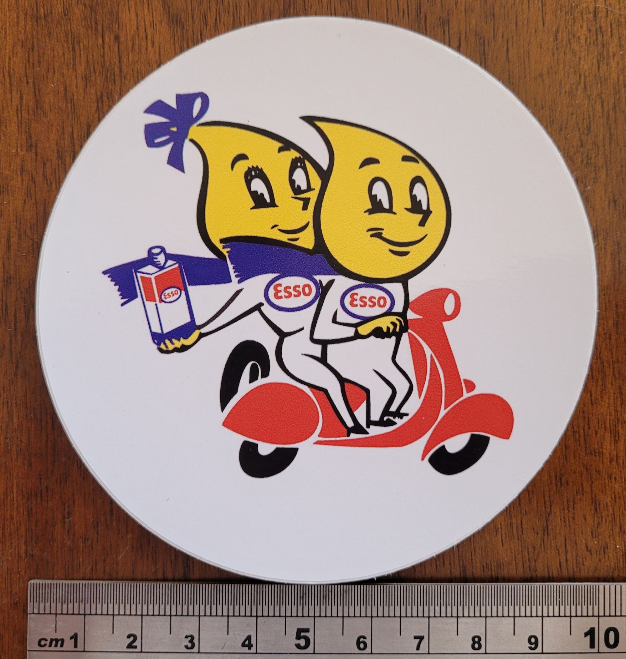 Car Sticker Esso Couple on Scooter Set of 2 100mm Circle - Etsy