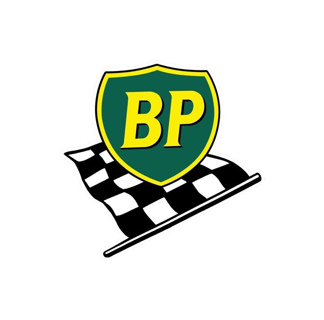 Car Sticker - BP With Chequered Flag - Set of 2 - 100mm Square ...
