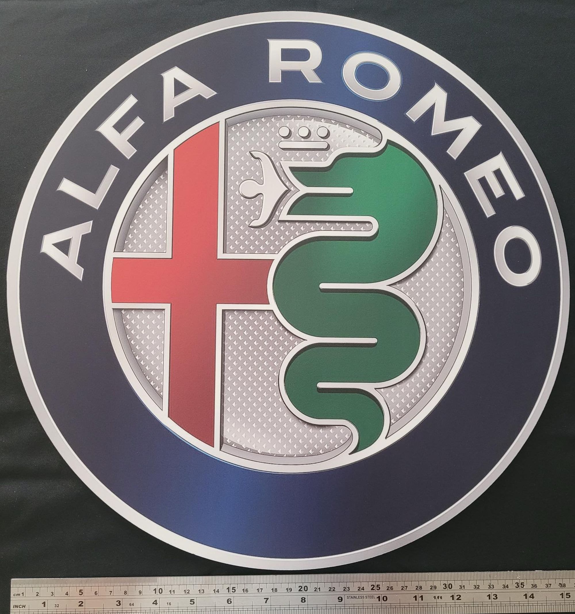 Garage Sign Alfa Romeo Badge Easy to Hang Circle 15.5 Décor Wall Auto ...
