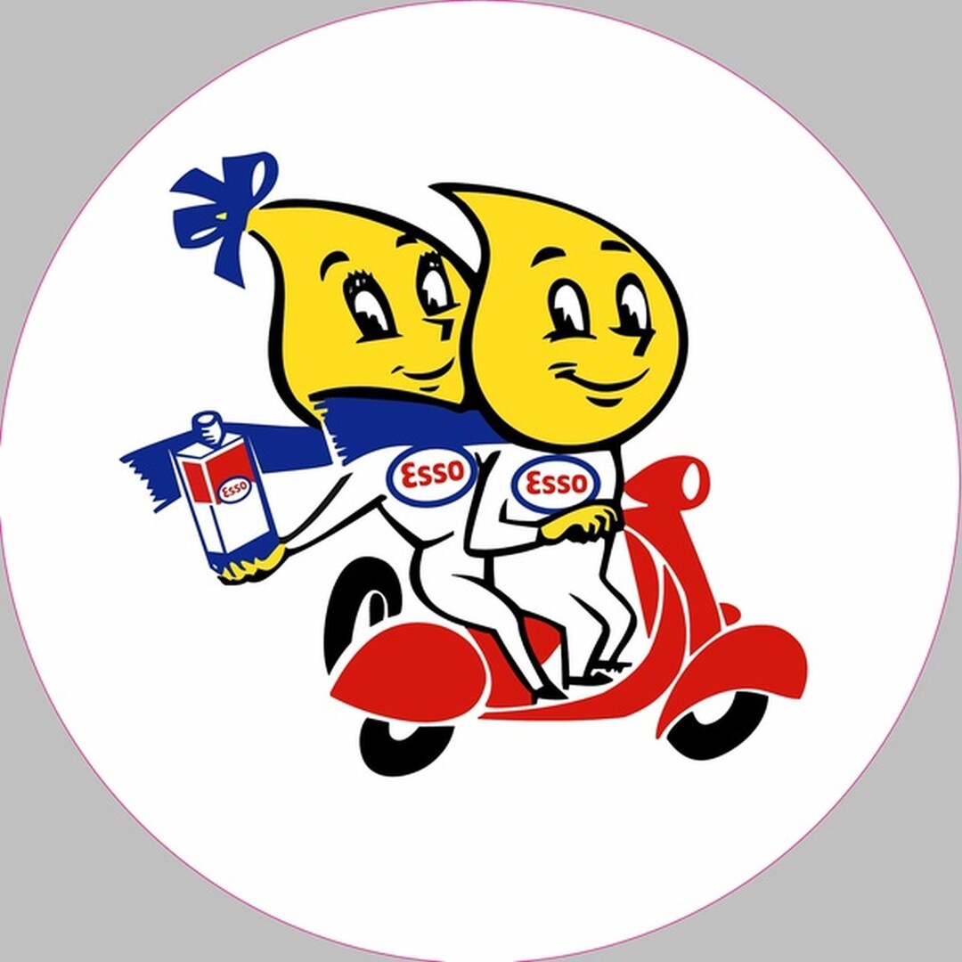 Car Sticker - Esso Couple on Scooter - Set of 2 - 100mm Circle ...