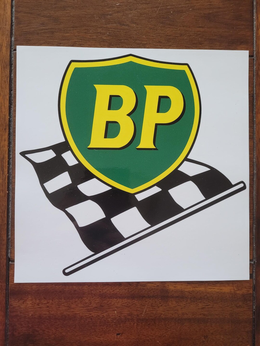 Car Sticker BP With Chequered Flag Set of 2 100mm Square - Etsy