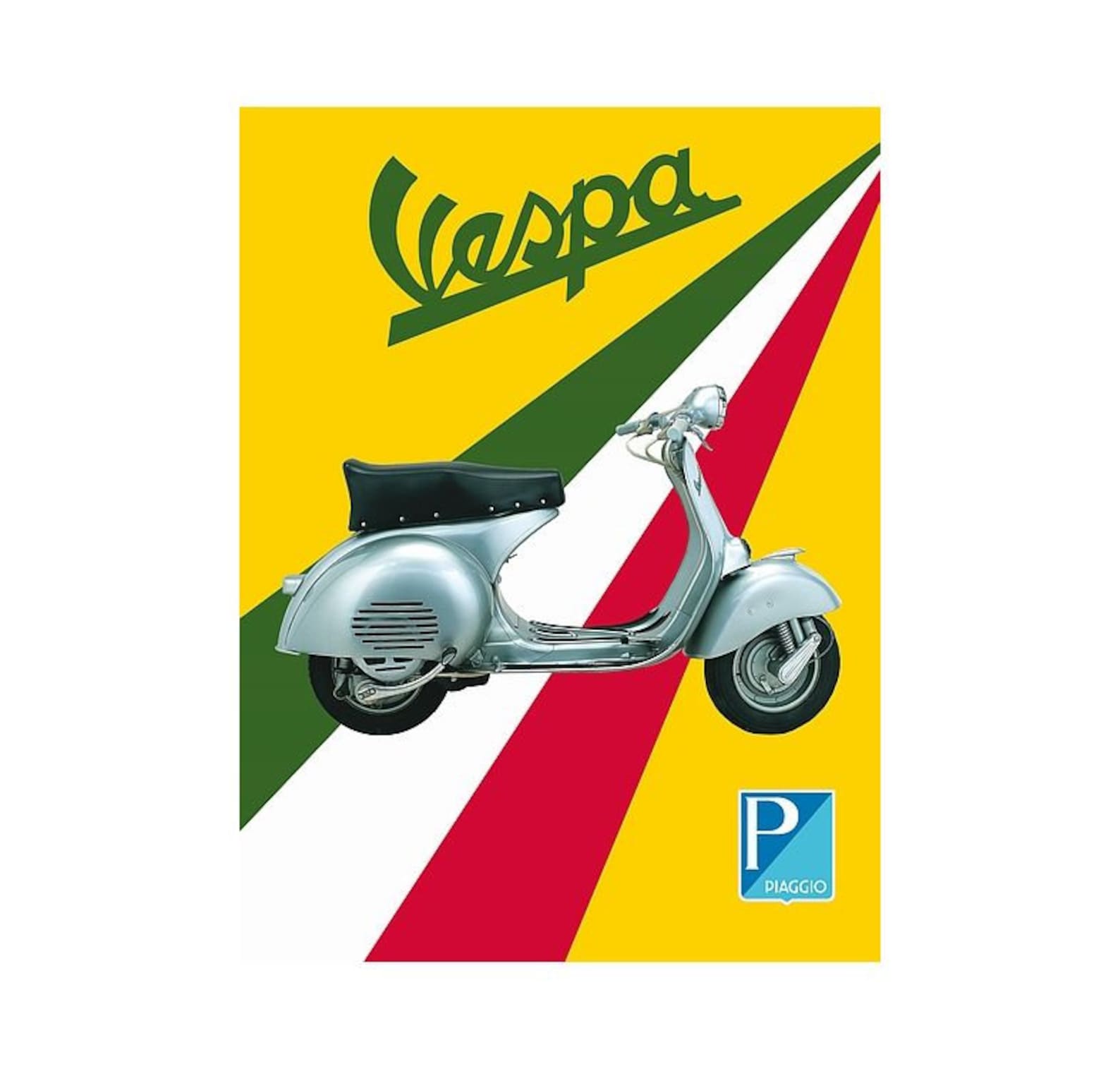 Car Sticker - Vespa With Italian Stripe - Set of 4 - 100mm Rectangle ...