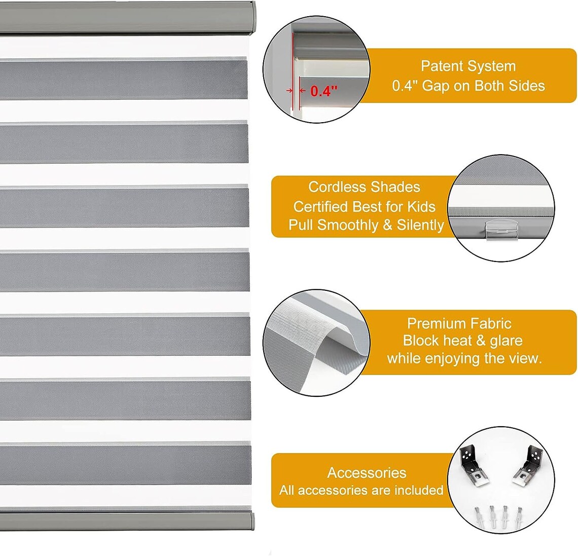 Argimu Zebra Window Blinds With Modern Design Roller Shades W/dual ...
