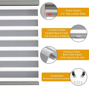 Argimu Zebra Window Blinds With Modern Design Roller Shades W/dual Layers Solid & Sheer Shades ...