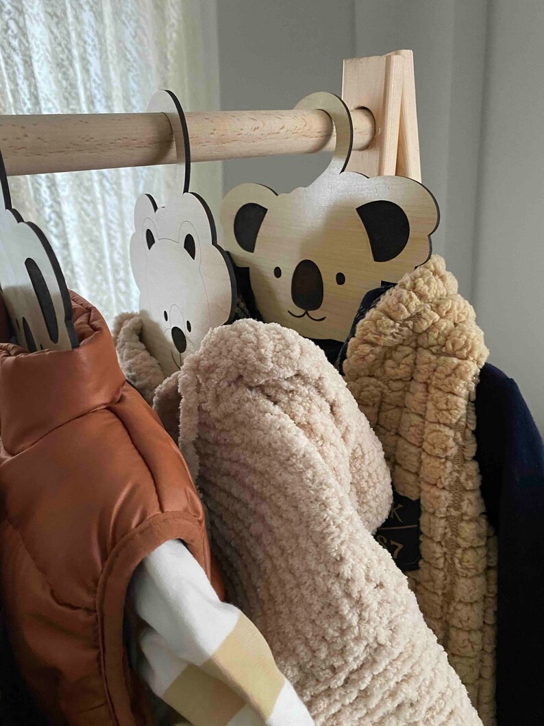 Montessori Wooden KOALA Hanger for Babies and Kids Room 5 Pieces - Etsy
