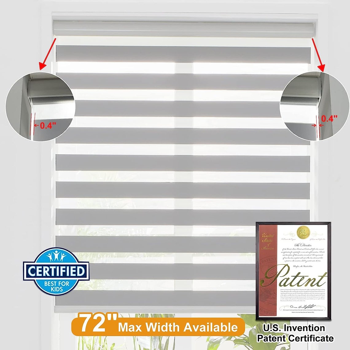 Argimu Zebra Window Blinds With Modern Design Roller Shades W/dual Layers Solid & Sheer Shades ...