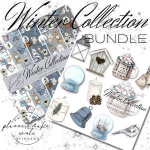 WINTER WONDERLAND Digital Paper and Clipart/12x12 Seamless Pattern ...