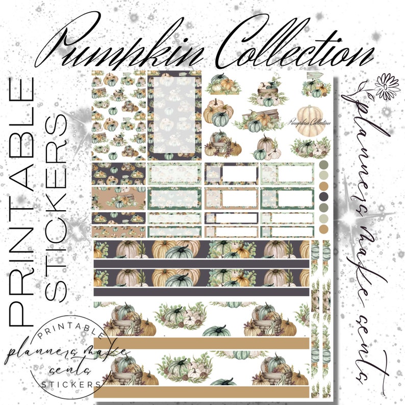 ORANGE BOHO PUMPKIN Printable Planner Stickers/halloween Stickers ...