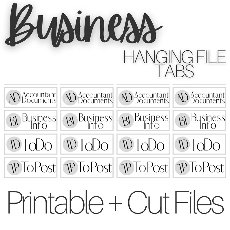 PRINTABLE FILE LABELS for Business Paperwork/cut Files for - Etsy