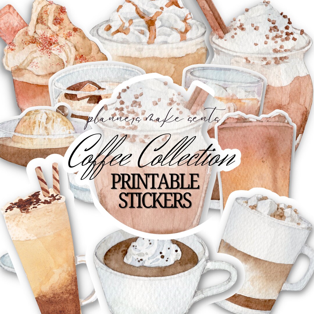 COFFEE LOVERS PRINTABLE Stickers Kit/printable Planner Stickers/happy ...