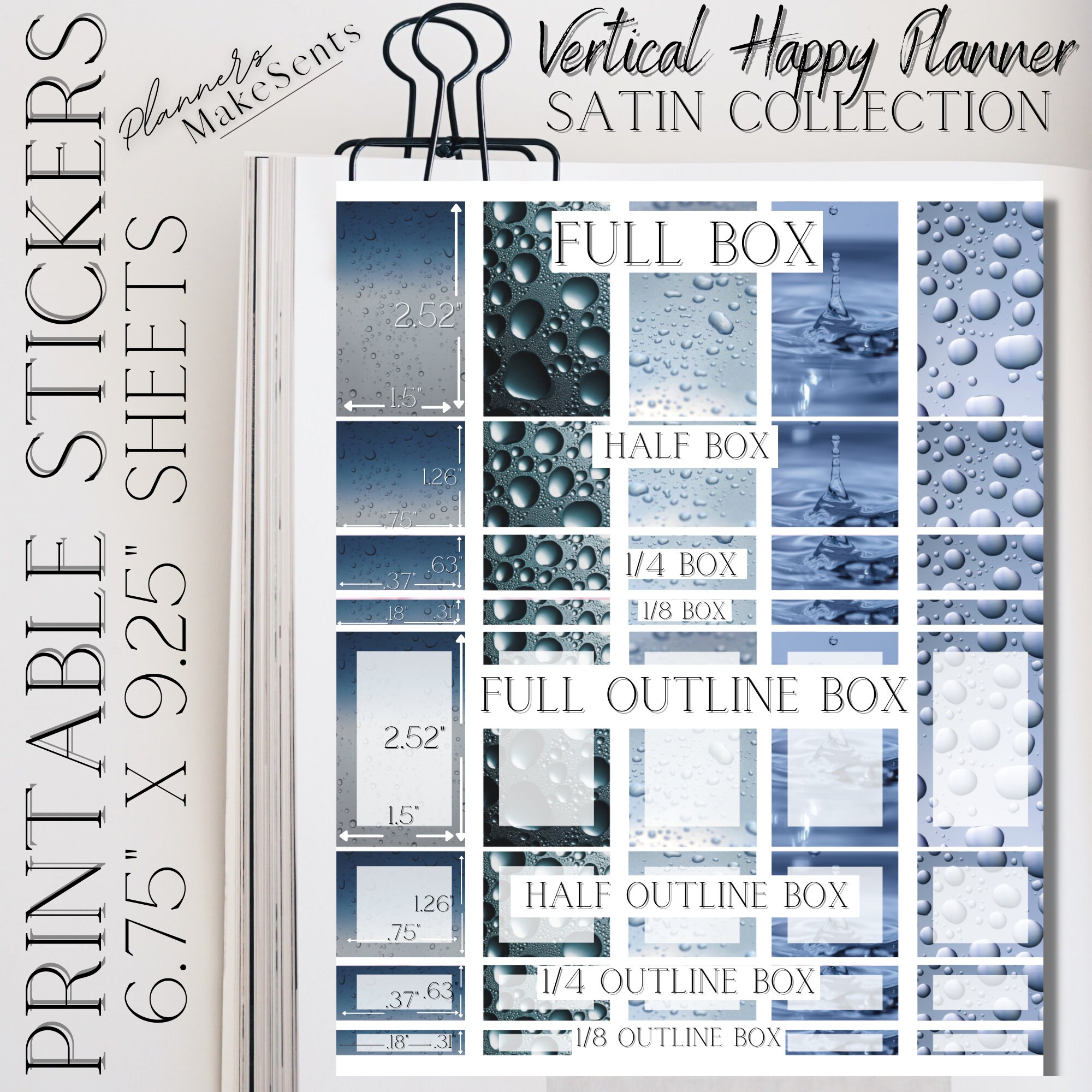BLUE WATER DROPLET Printable Planner Stickers/happy Planner/spring ...