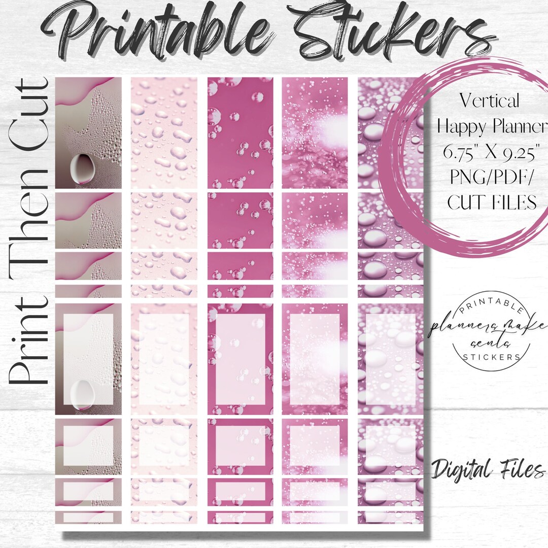 PINK WATER DROPLET Printable Planner Stickers/happy Planner/pink Spring ...