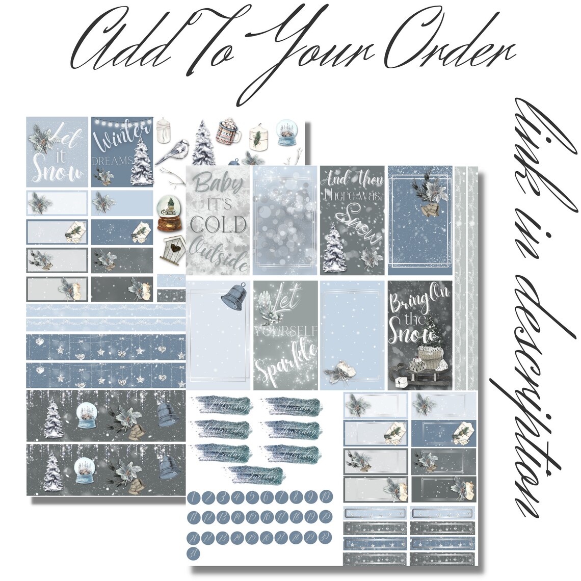 WINTER WONDERLAND Digital Paper and Clipart/12x12 Seamless Pattern ...