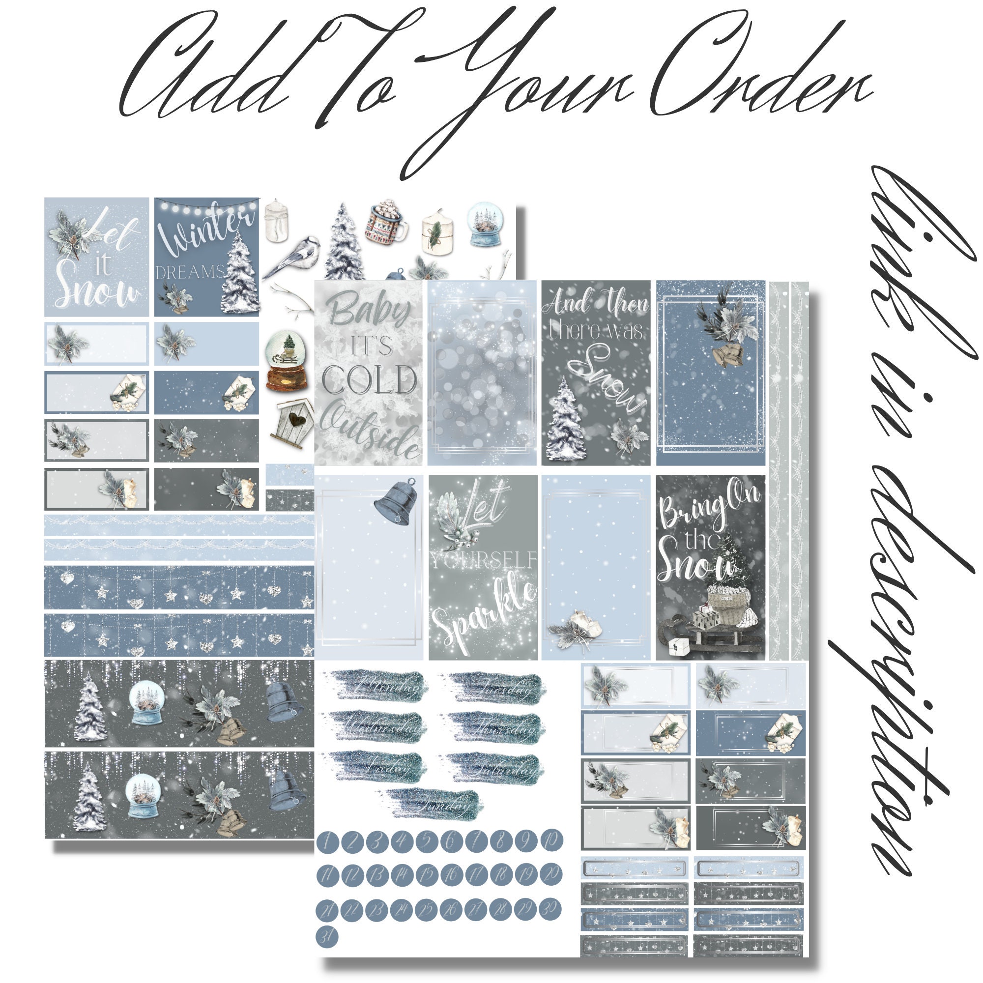 WINTER WONDERLAND Digital Paper and Clipart/12x12 Seamless Pattern ...