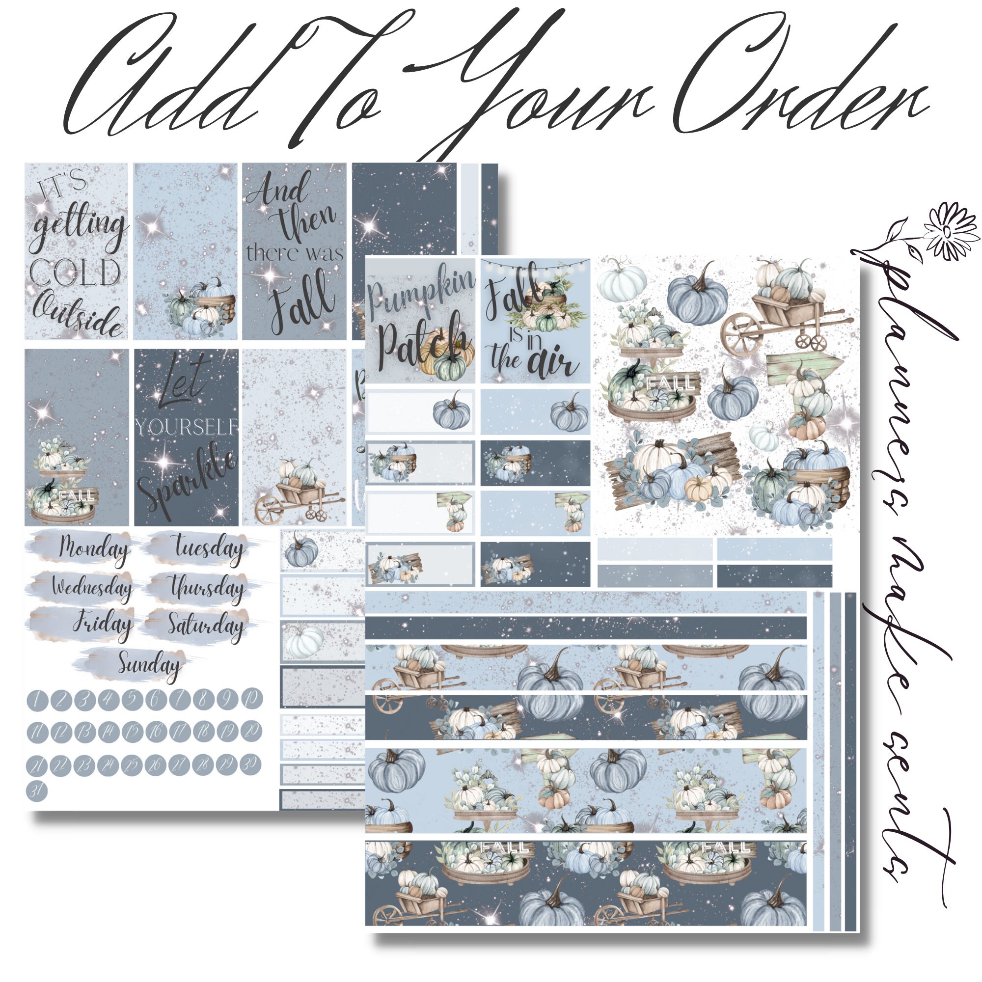 BLUE FALL PUMPKIN Printable Planner Stickers/halloween Stickers/pumpkin ...